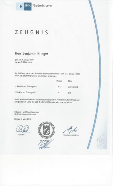 Ausbilder - Benjamin Klinger